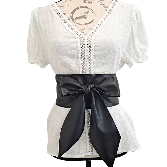 Boutique | Accessories | Corset Faux Leather Black Self Tie Cinch Obi ...